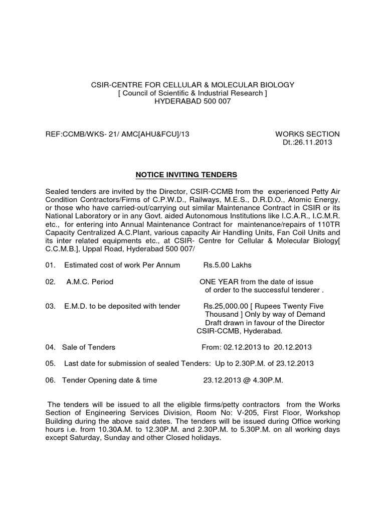 Notice Inviting Tenders | PDF | Payments | Cheque