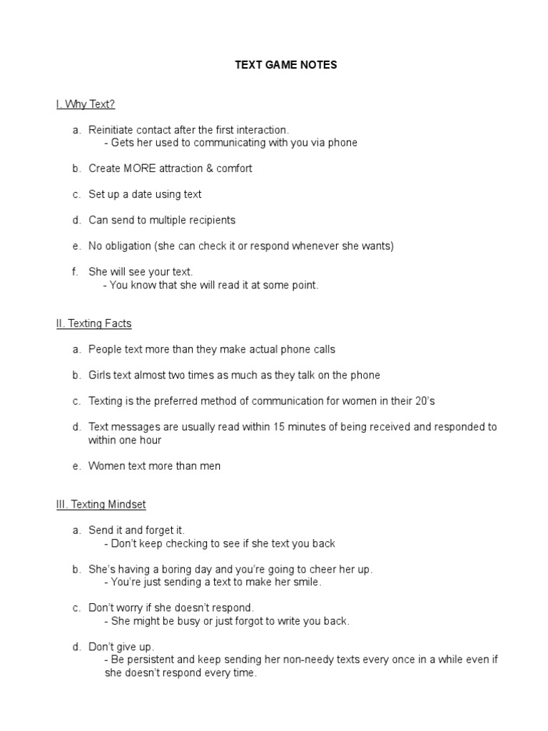 Text Game Handout | PDF | Text Messaging