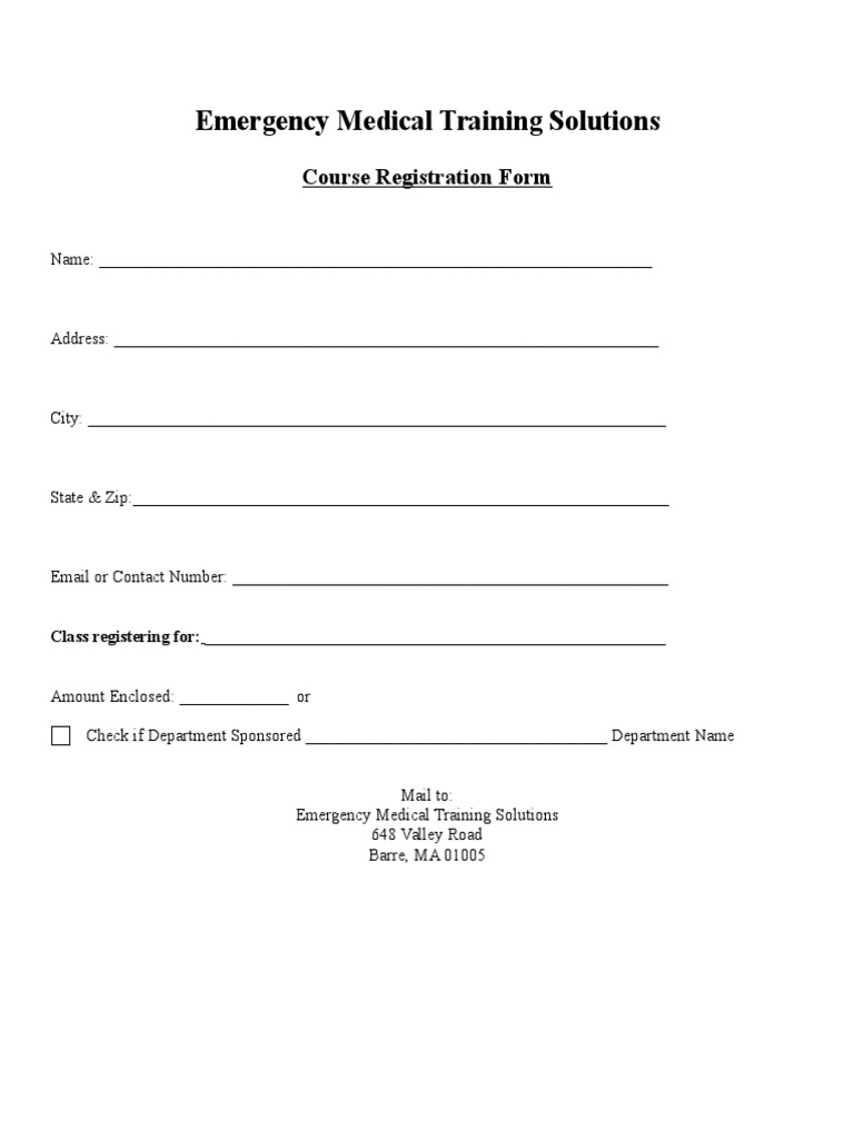 Emergency Medical Training Registration | PDF | Career & Growth | Business