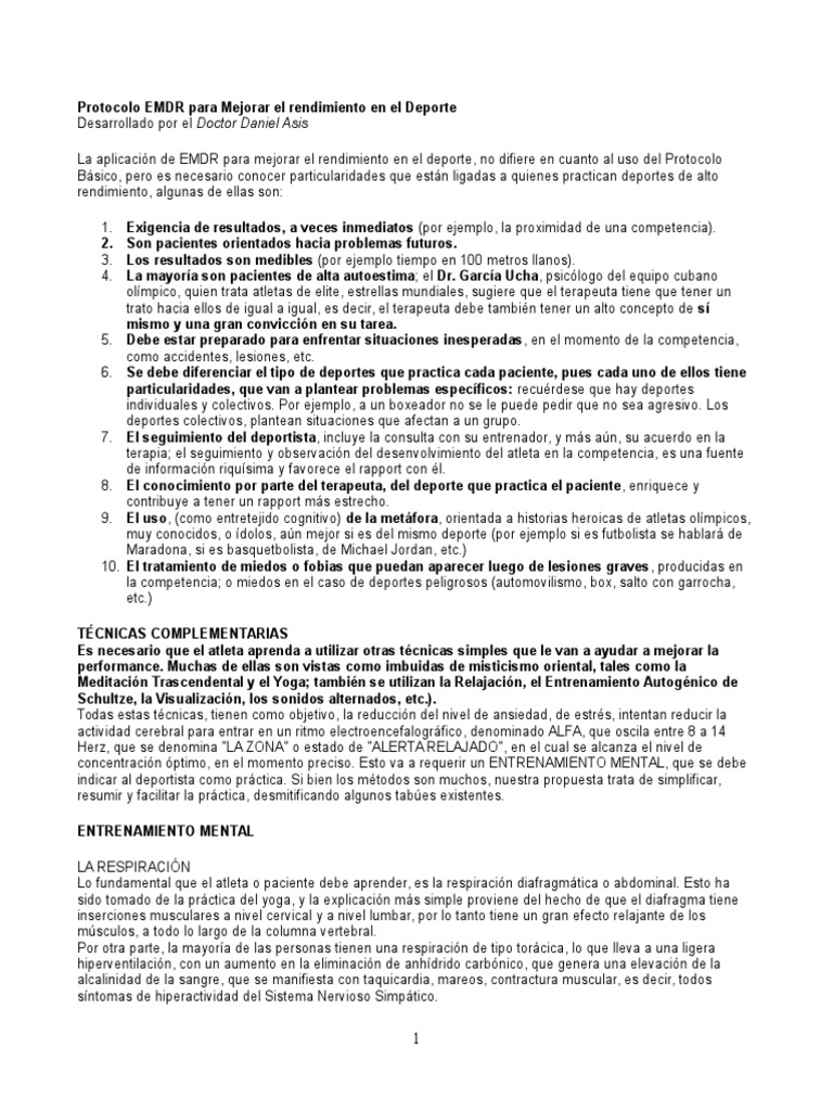Protocolo EMDR para Mejorar El Rendimiento en El Deporte | PDF | Respiración | Recreación