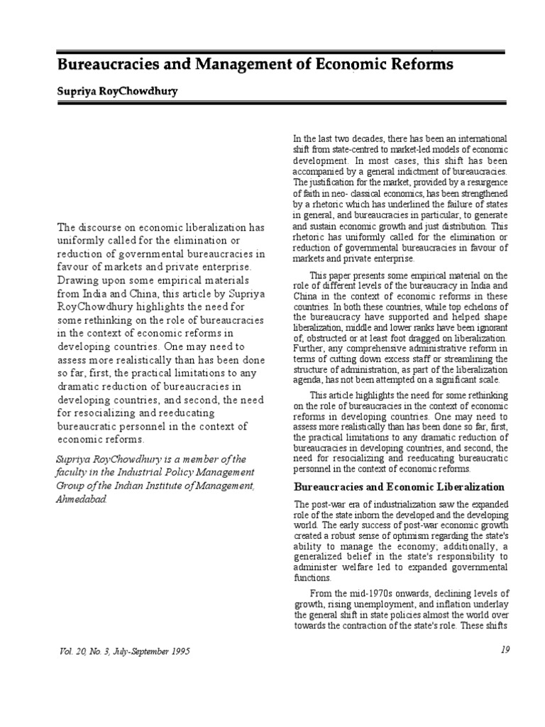 Rethinking Bureaucracy in Economic Reforms | PDF | Bureaucracy ...