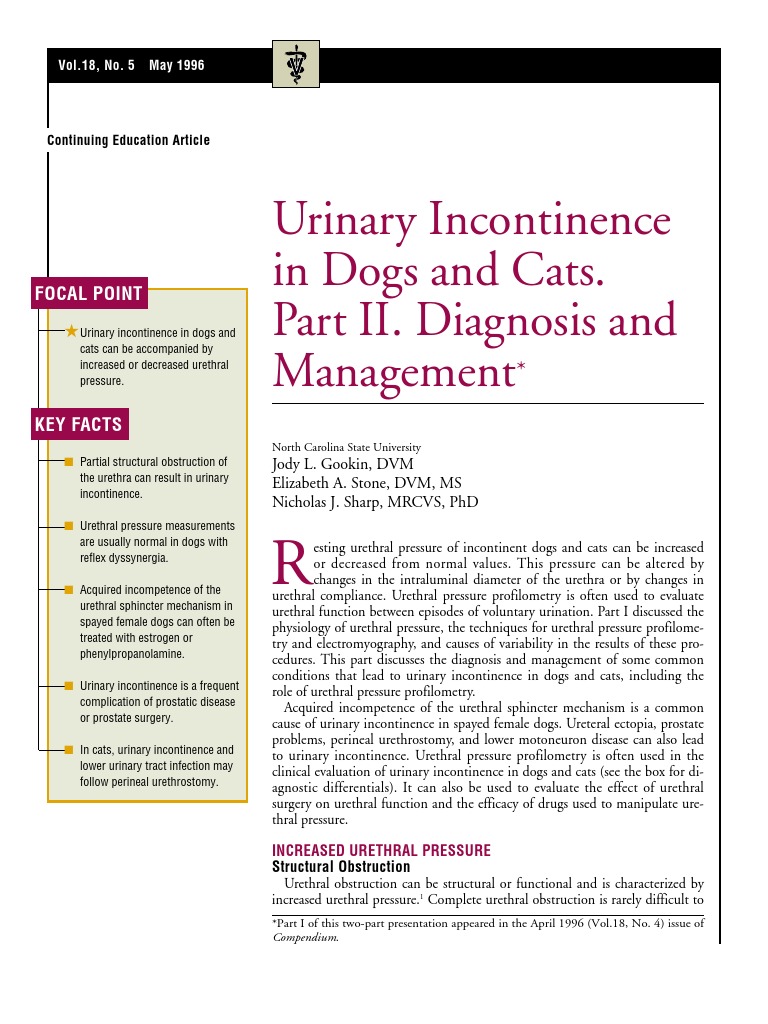 C+F-Urinary Incontinence in Dogs and Cats - Part II. Diagnosis and Management | PDF | Urinary ...