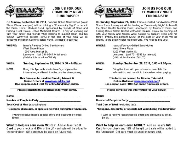 Brian Keefer Isaac's Fundraiser | PDF | Foods