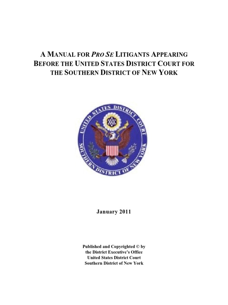 Pro Se Litigants Manual | PDF | State Court (United States) | Pro Se ...