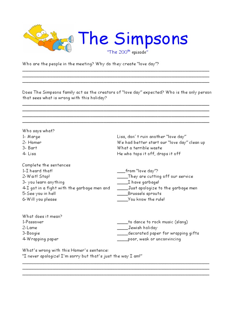 The Simpsons Video Activity | PDF