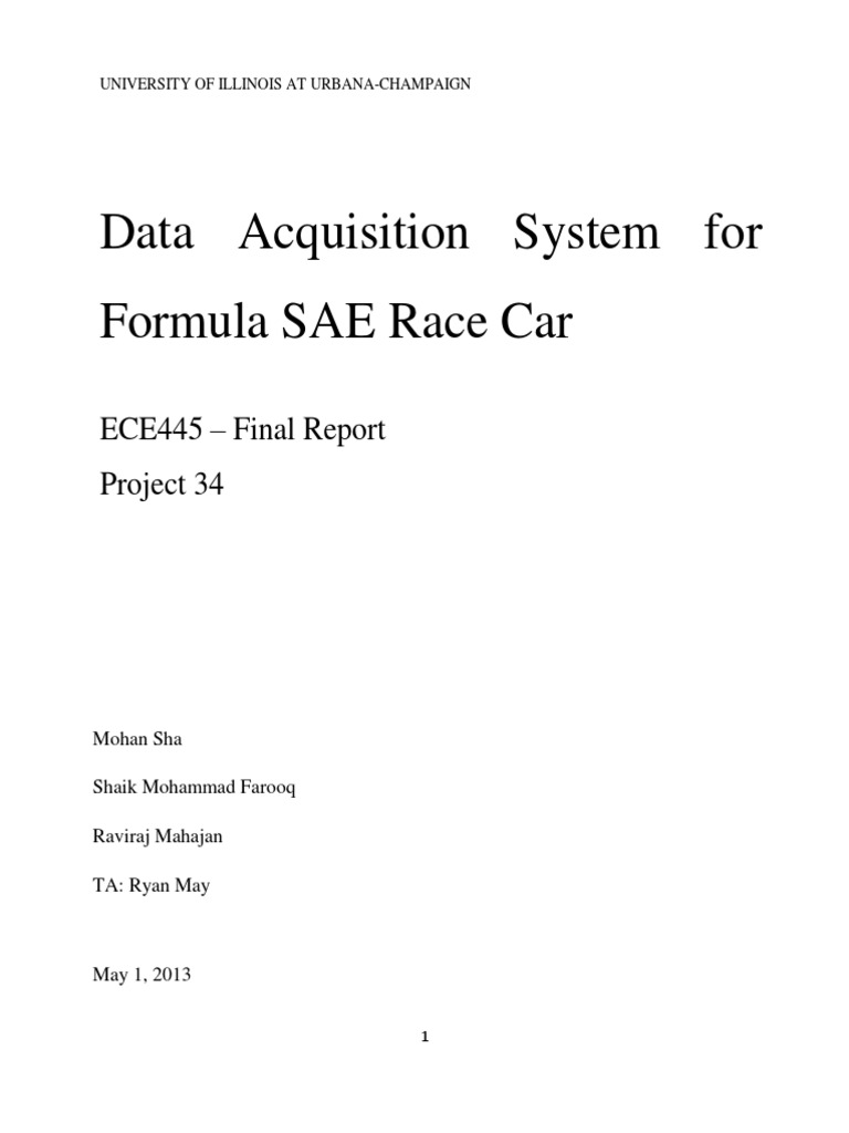 Data Acquisition System For A Formula SAE Race Car | PDF | Sensor | Microcontroller