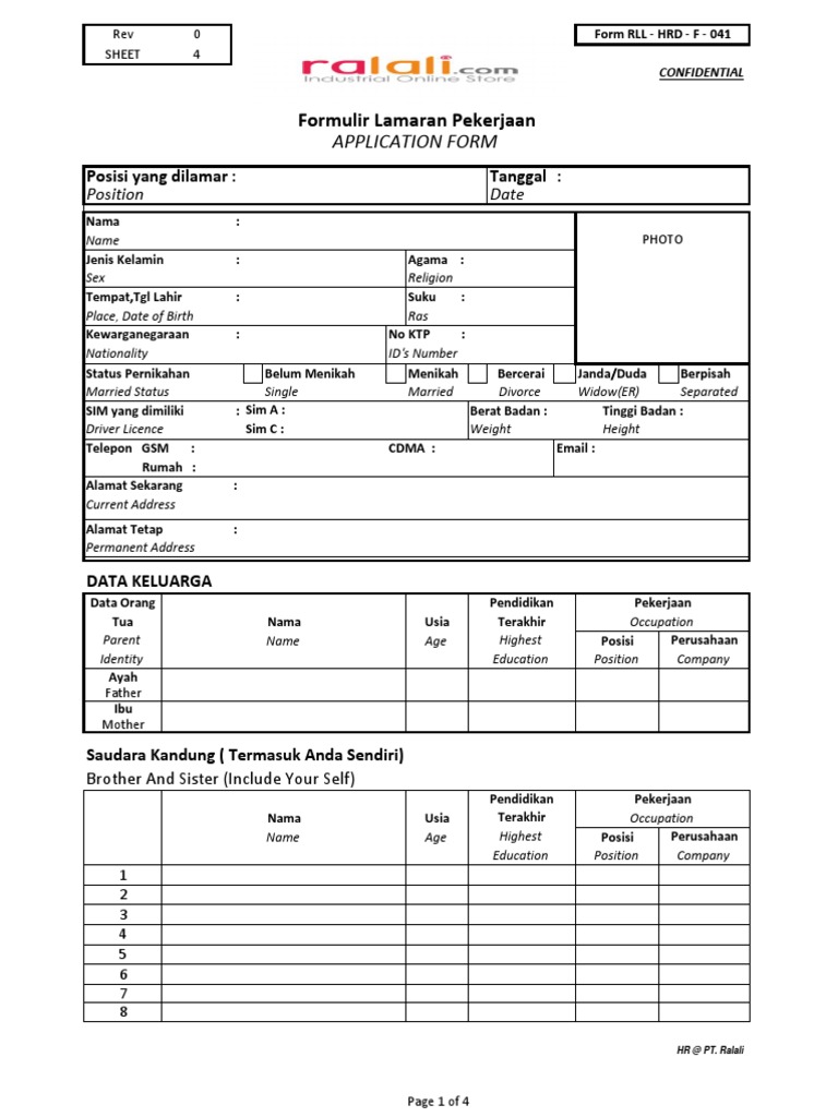 Form Aplikasi Pelamar | PDF
