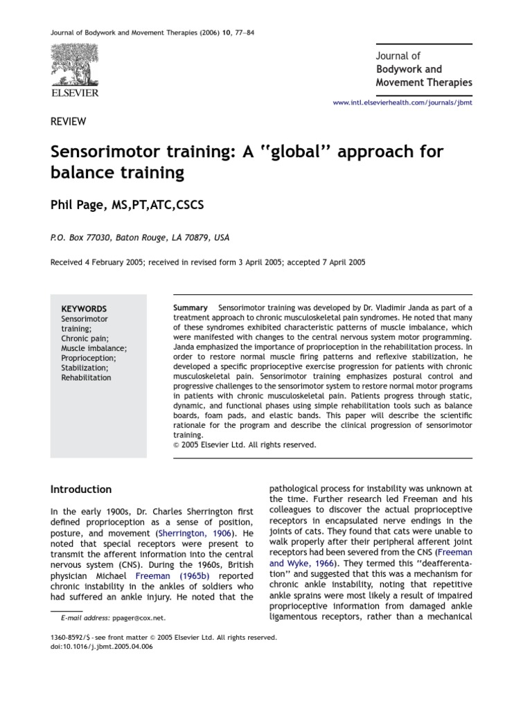 Sensorimotor Training for Balance Recovery | PDF | Balance (Ability ...