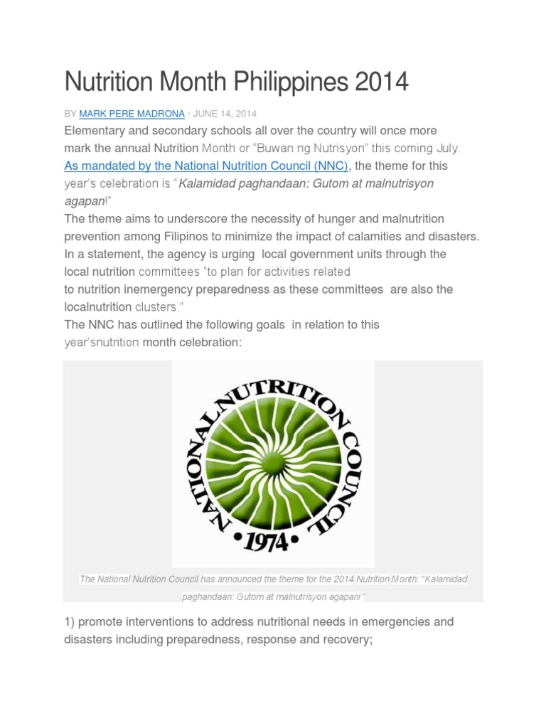 Nutrition Month: Disaster Preparedness | PDF | Public Sphere | Disaster ...