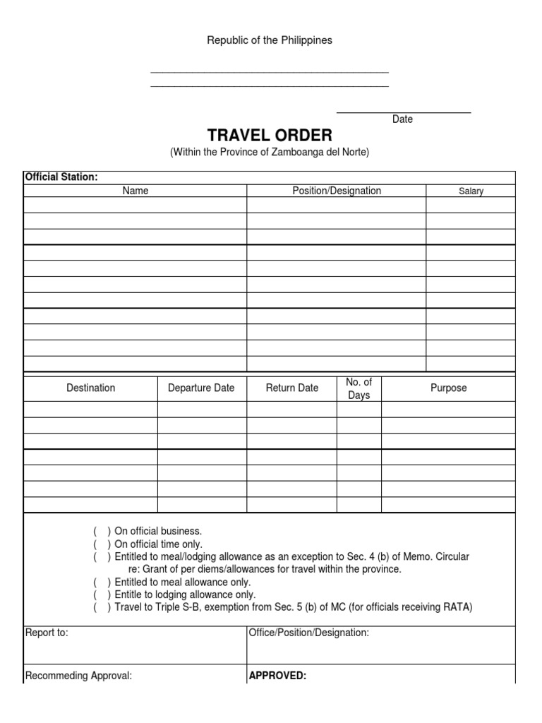 Travel Order Form 814-Upload | PDF