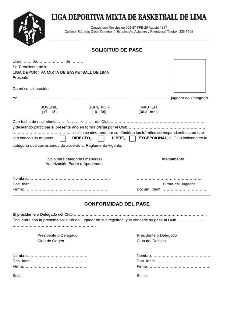 Modelos de Solicitud de Pase