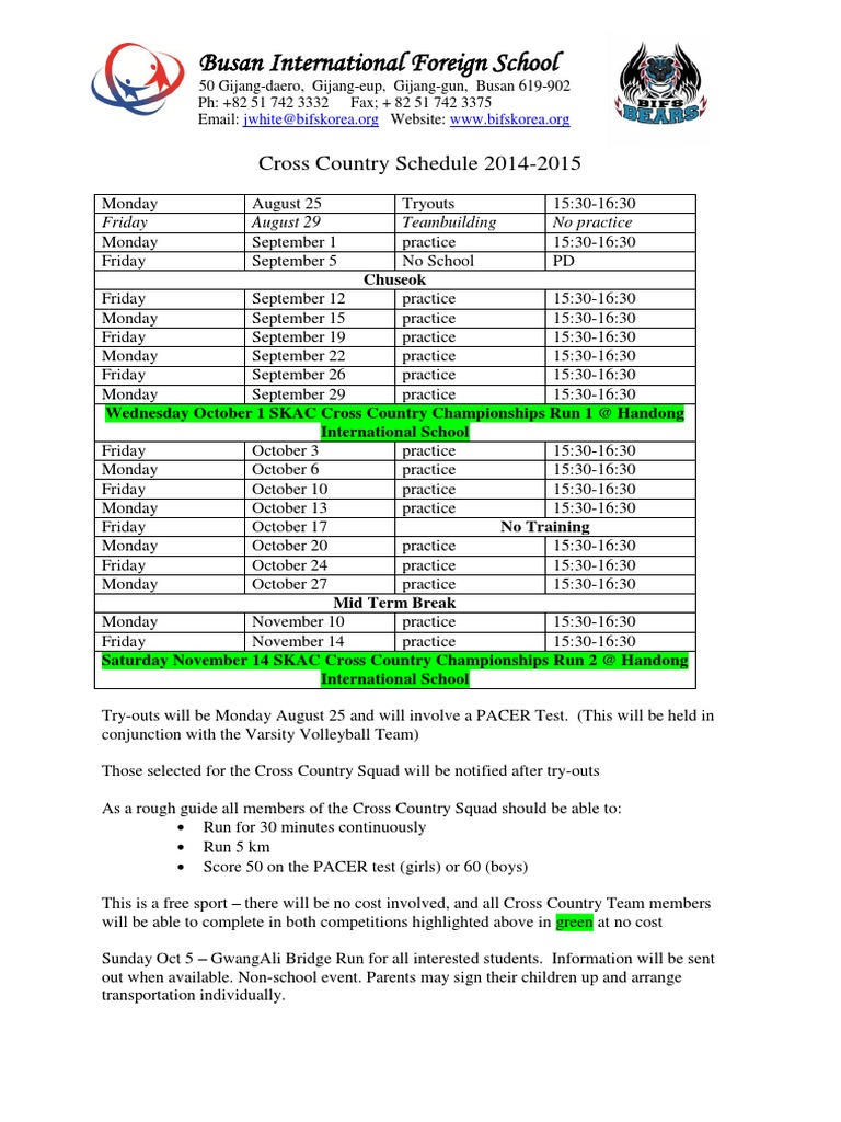 01-mh Cross Country Schedule 2014-15-Steves Modifications-Version 2 | PDF