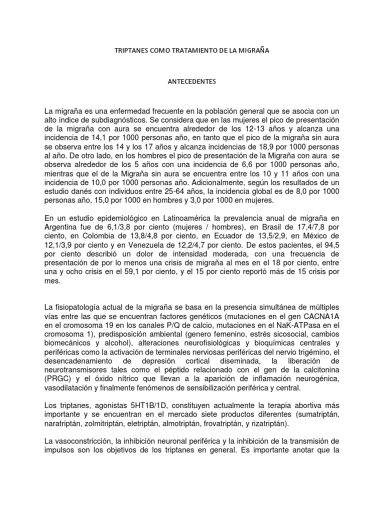 Triptanes: Eficacia en Migrañas | PDF | Migraña | Receptor (Bioquímica)