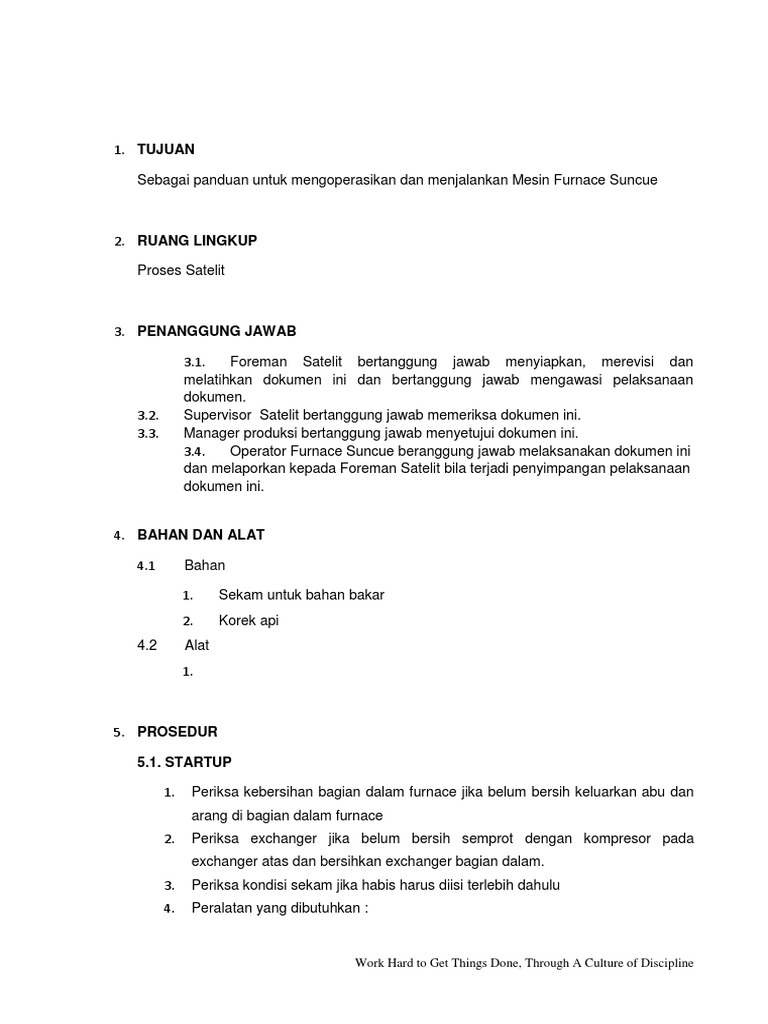 Panduan Operasional Furnace Suncue | PDF