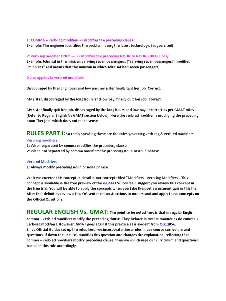 7.verb-Ed Modifiers vs. Verb-Ing Modifiers | PDF | Comma | Sentence ...