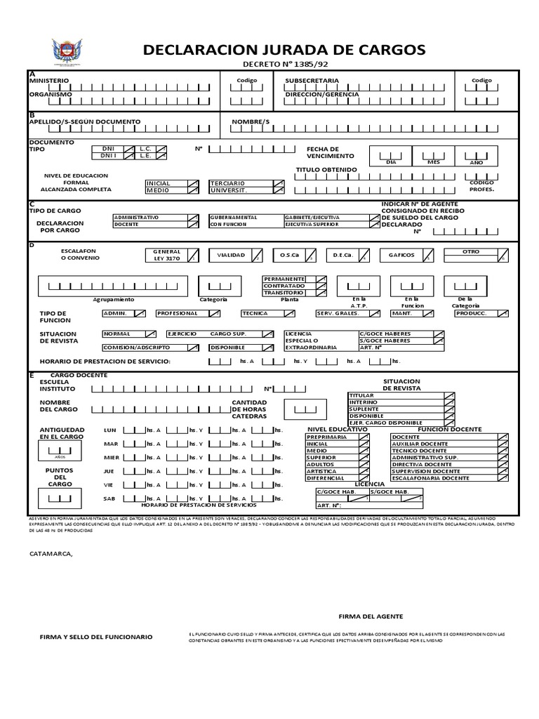 Declaracion Jurada de Cargos | PDF