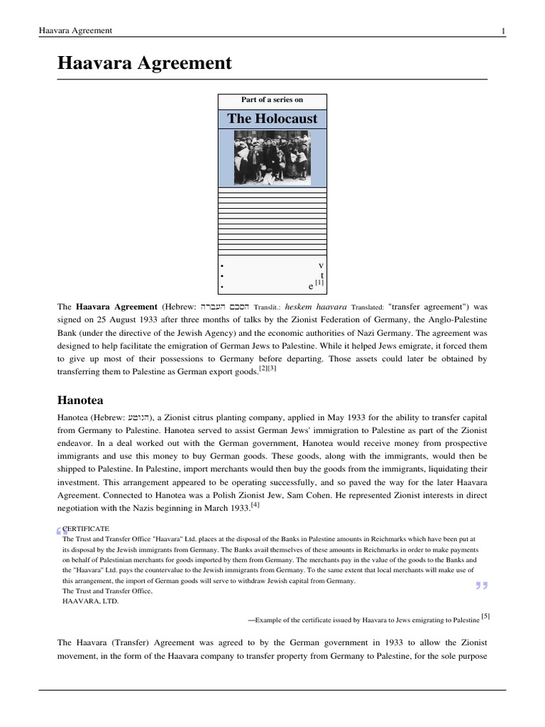 Haavara Agreement | Middle East | Ethnoreligious Groups