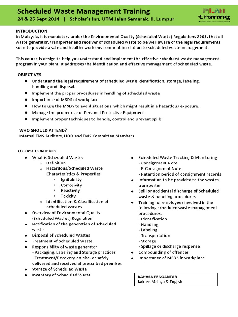 Scheduled Waste Management | PDF | Waste | Business
