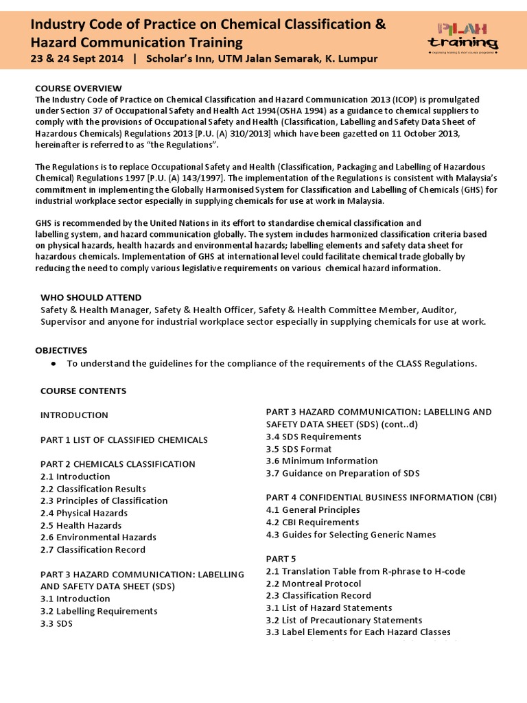 Industry Code of Practice On Chemical Classification & Hazard ...