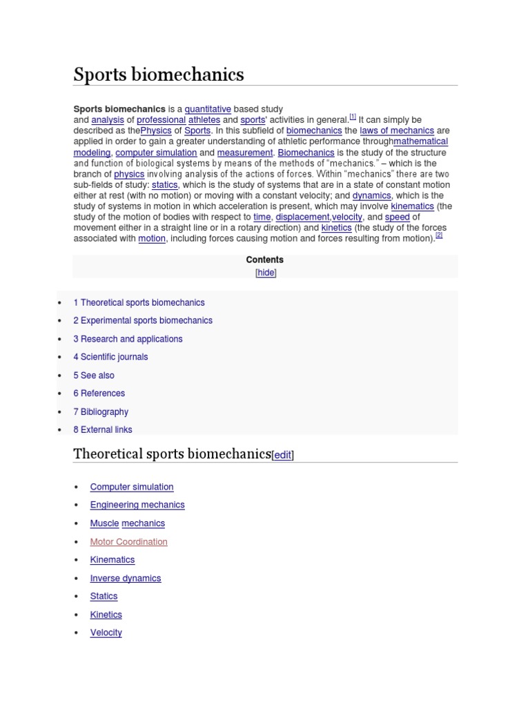 Sports Biomechanics | PDF | Biomechanics | Force