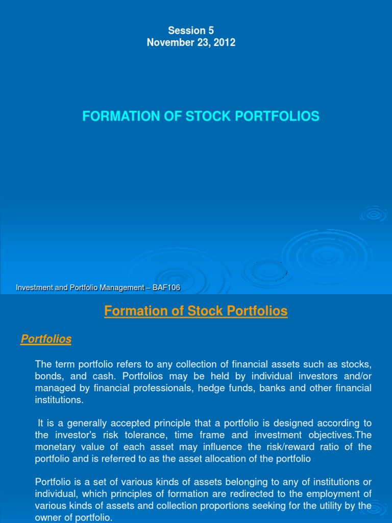 Formation of Stock Portfolios | PDF | Portfolio (Finance) | Stocks