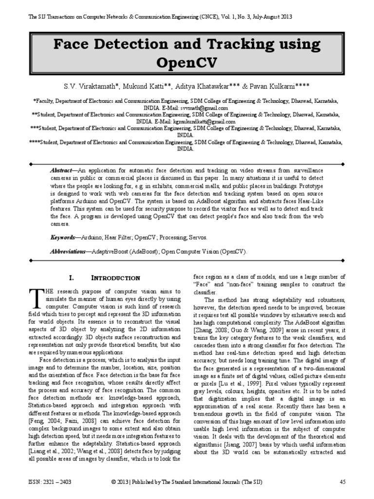 Face Detection and Tracking Using OpenCV | PDF