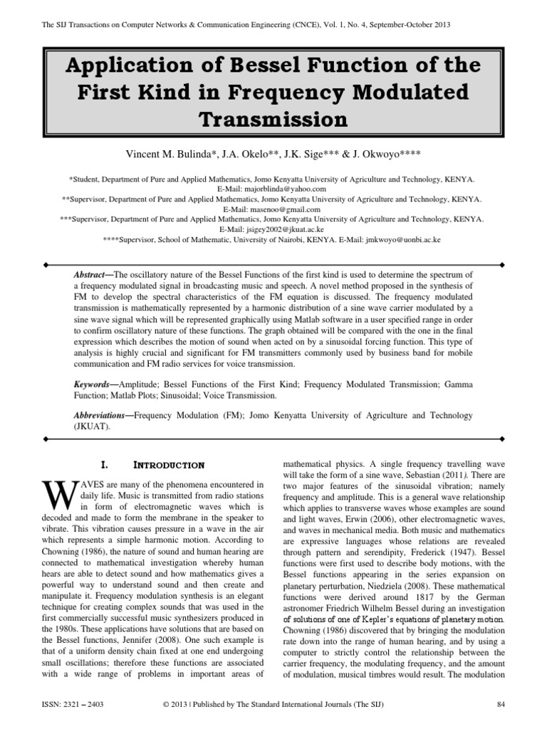 Application of Bessel Function of The First Kind in Frequency Modulated ...