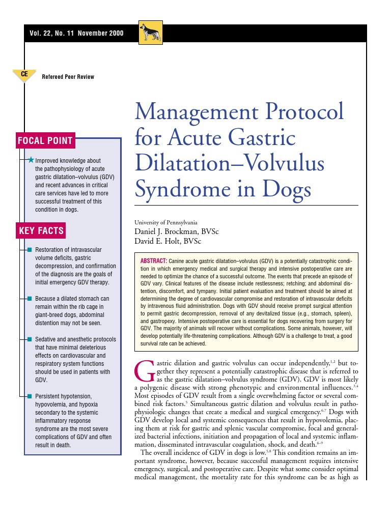 CANINE-Management Protocol For Acute Gastric Dilatation-Volvulus ...