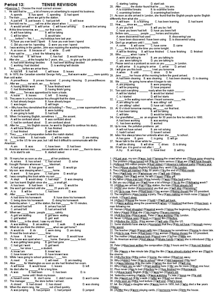 Exercise 1: Choose The Most Correct Answer | PDF