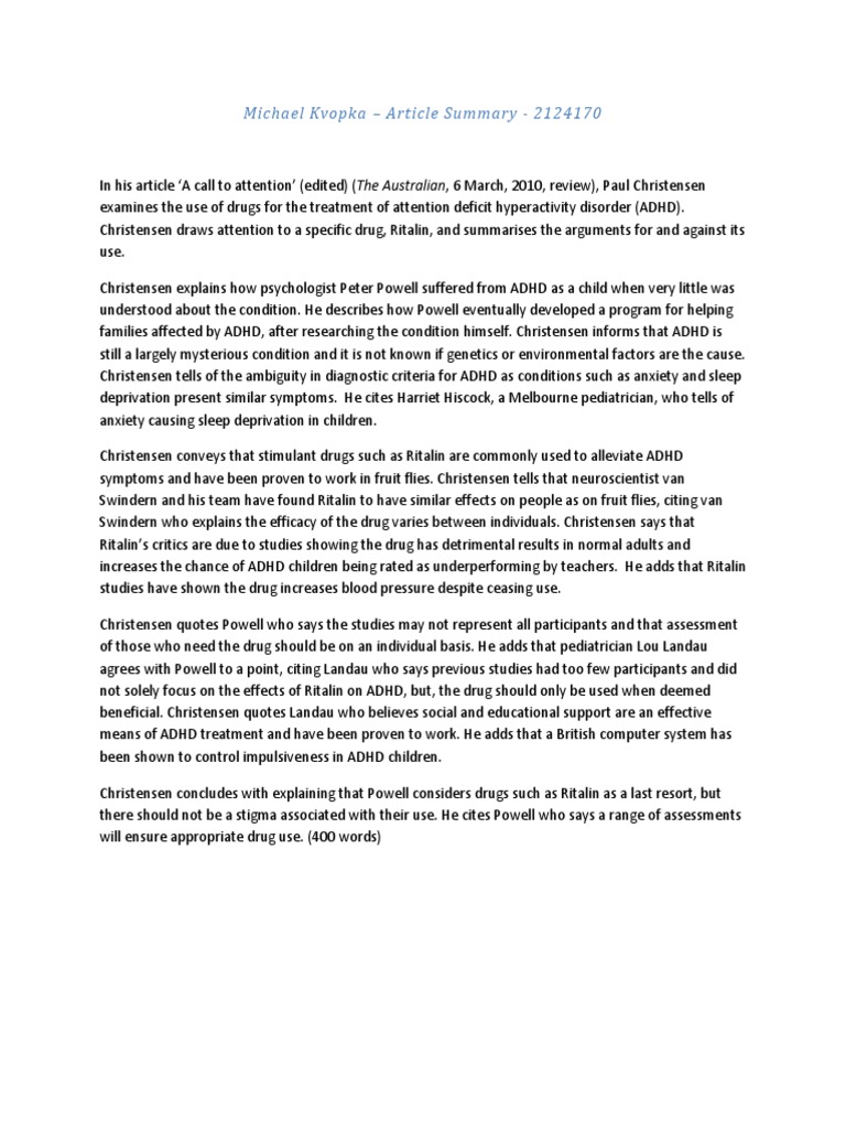 Christensen | Download Free PDF | Attention Deficit Hyperactivity Disorder | Psychological Concepts