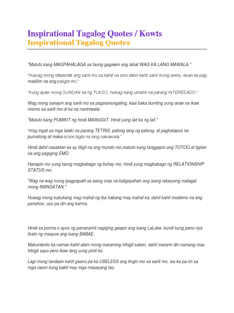 Inspirational Tagalog Quotes | PDF