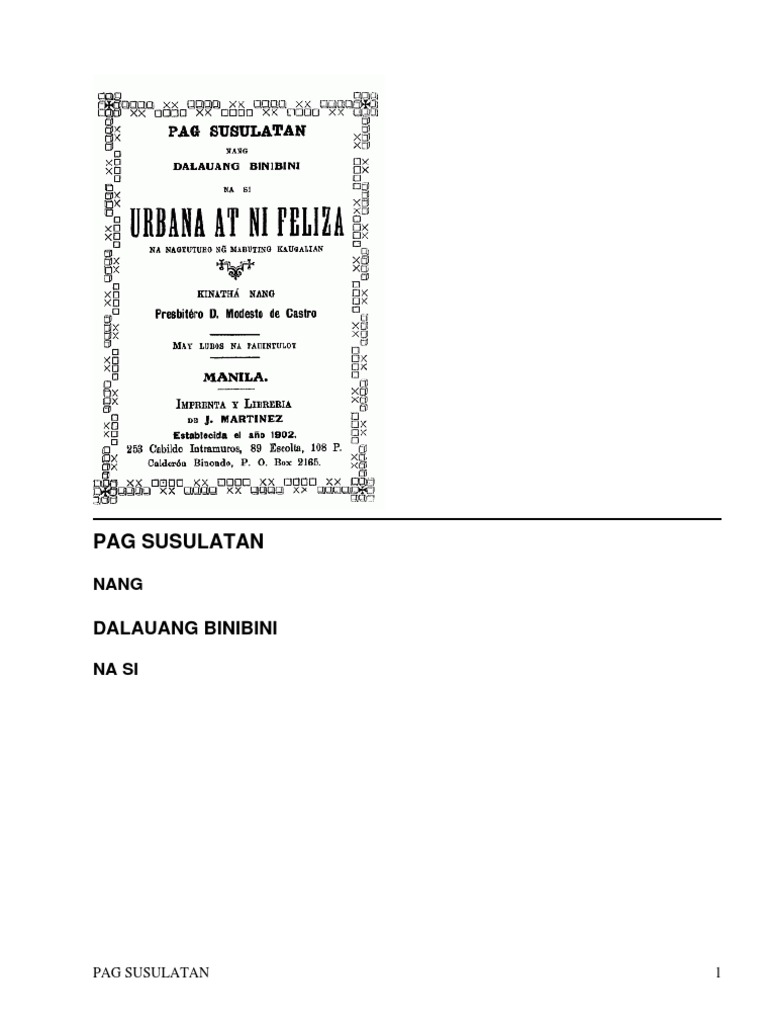 Pag Susulatan Nang Dalauang Binibini Na Si Urbana at Ni Feliza by ...