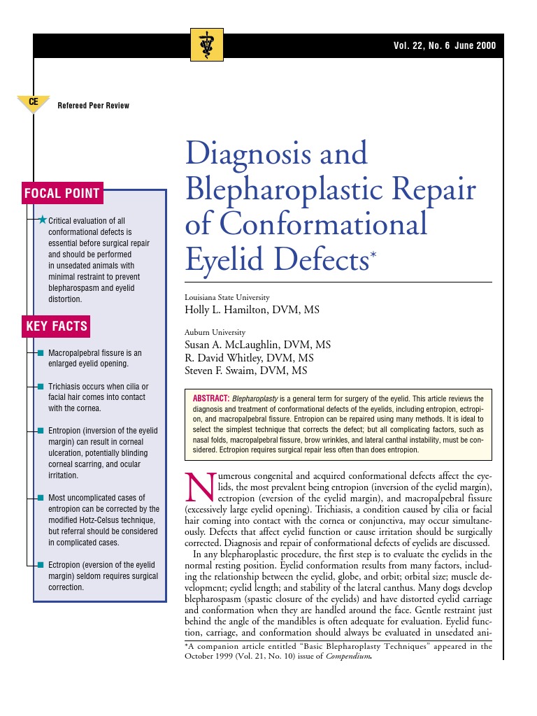 Diagnosis and Blepharoplastic Repair of Conformational Eyelid Defects ...