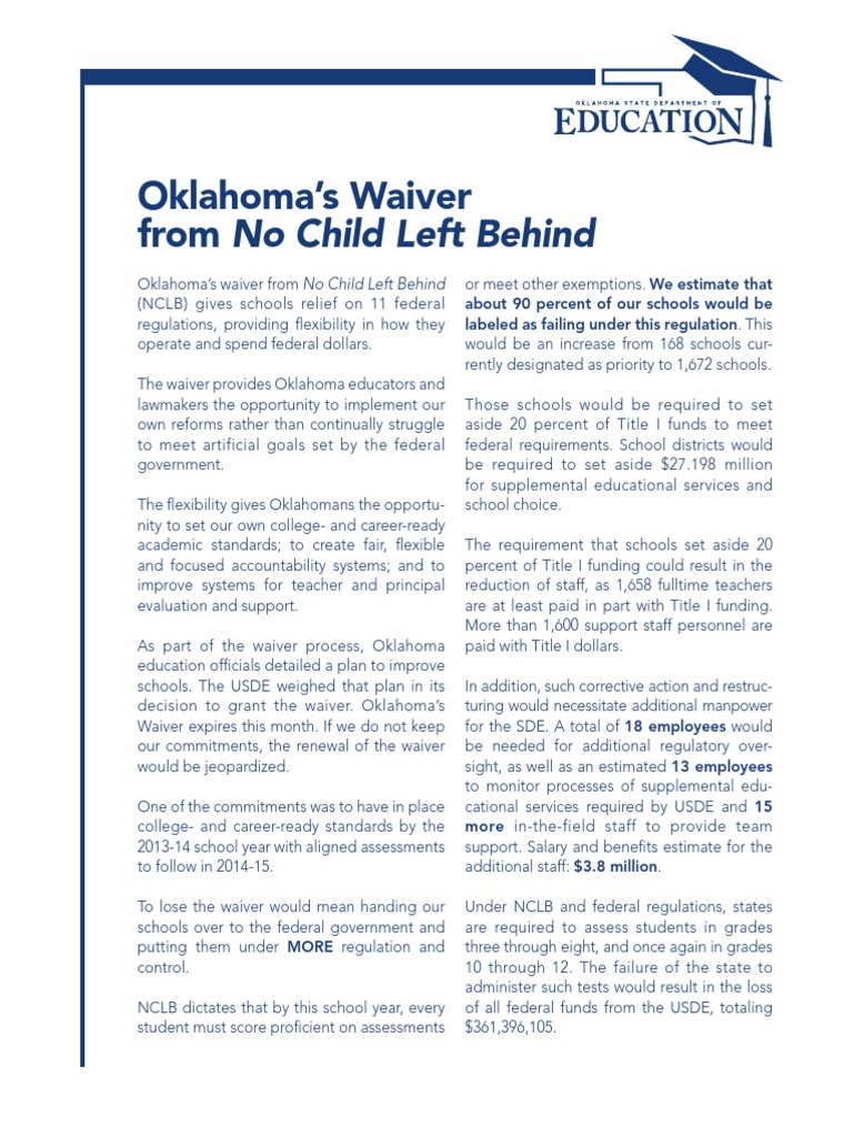 OSDE NCLB Waiver Consequences | PDF | No Child Left Behind Act ...