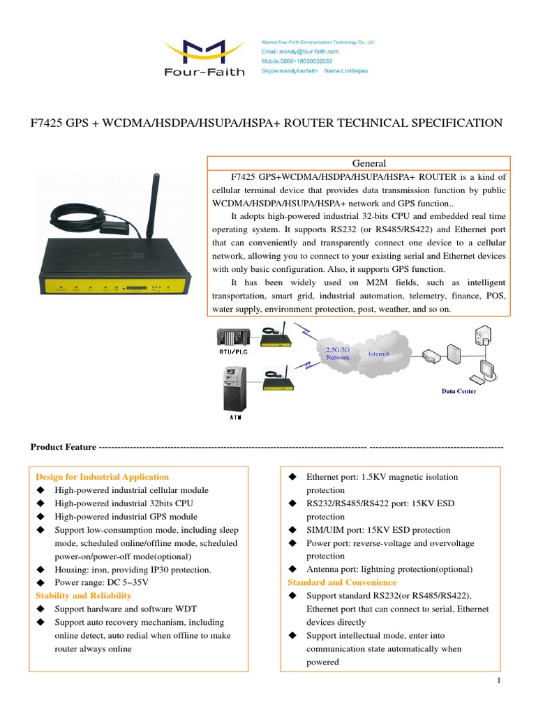 F7425 Gps+wcdma&hsdpa&hsupa&hspa+ Router Specification | PDF | High ...