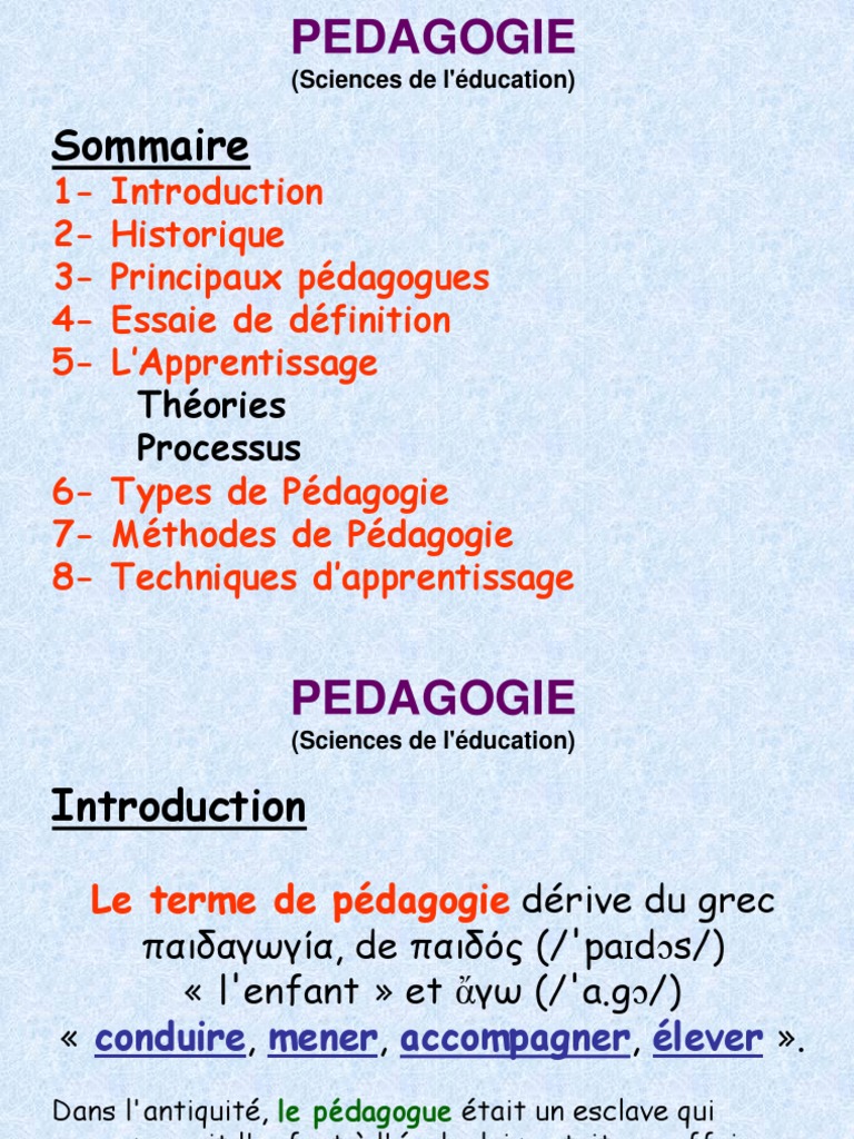 La Pedagogie Pdf Pédagogie Théorie De L Apprentissage