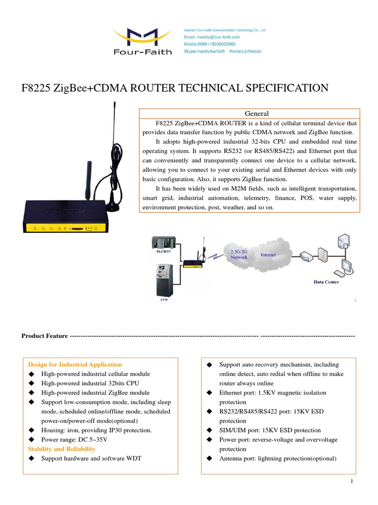F8225 Zigbee+Cdma Router Technical Specification: General | PDF ...