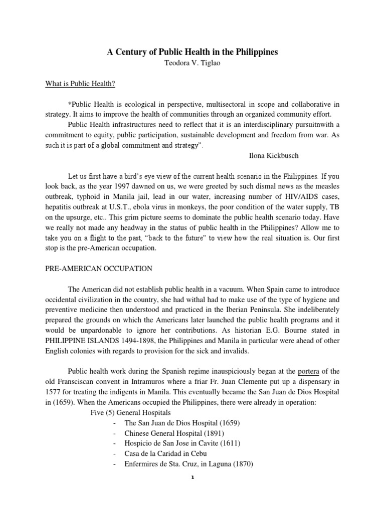 A Century of Public Health in the Philippines.docx | Public Health ...