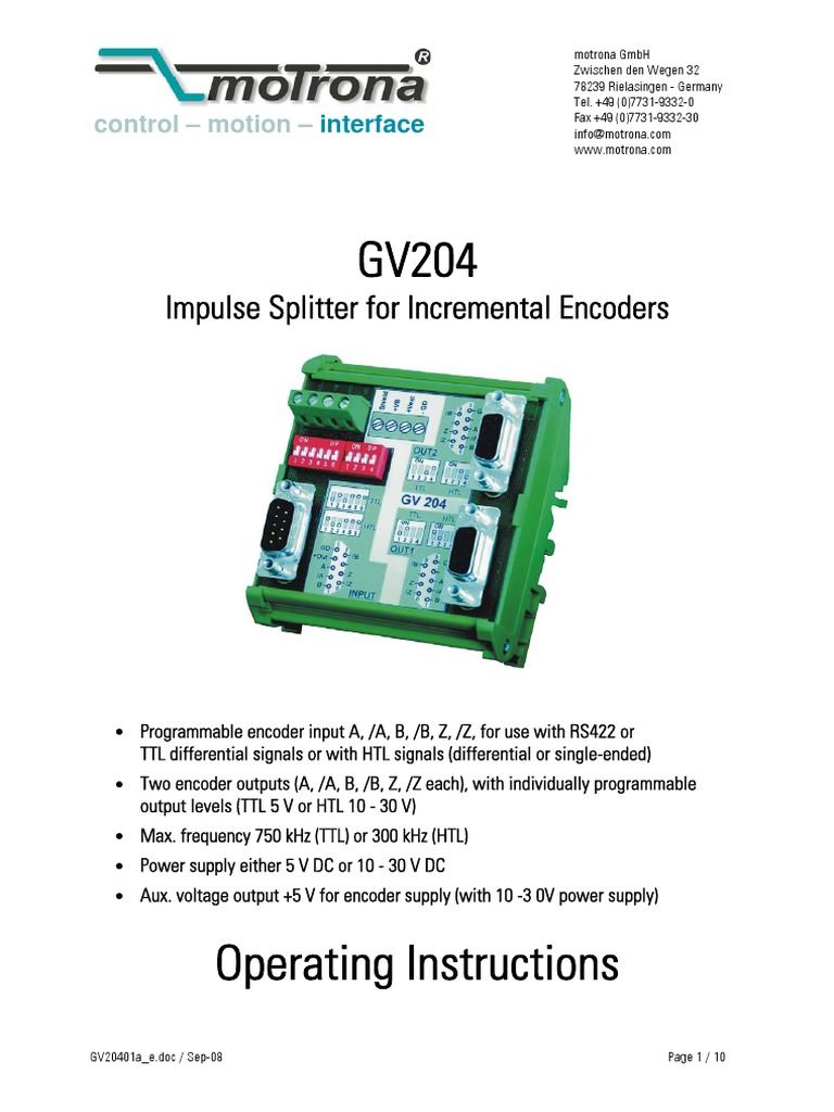 Encoder Signal Splitter Manual | PDF | Power Supply | Electrical Connector