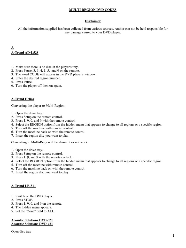 Multi Region DVD Codes Latest Edition | PDF | Video | Electronic ...