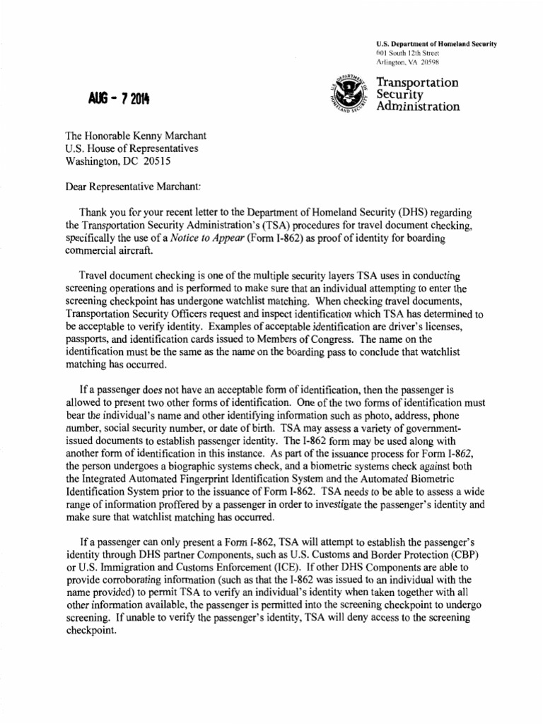 TSA | PDF | Transportation Security Administration | Identity Document