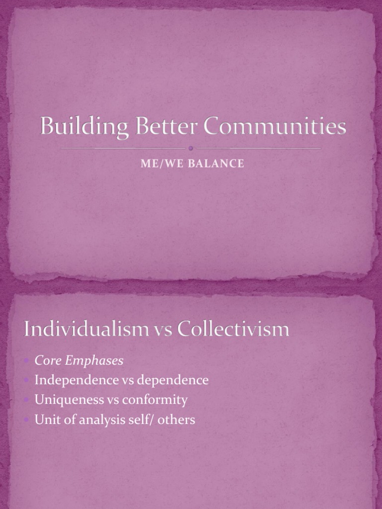 Building Better Communities | PDF | Individualism | Identity (Social ...