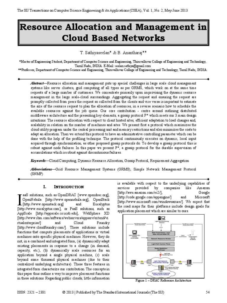Resource Allocation and Management in Cloud Based Networks | PDF ...