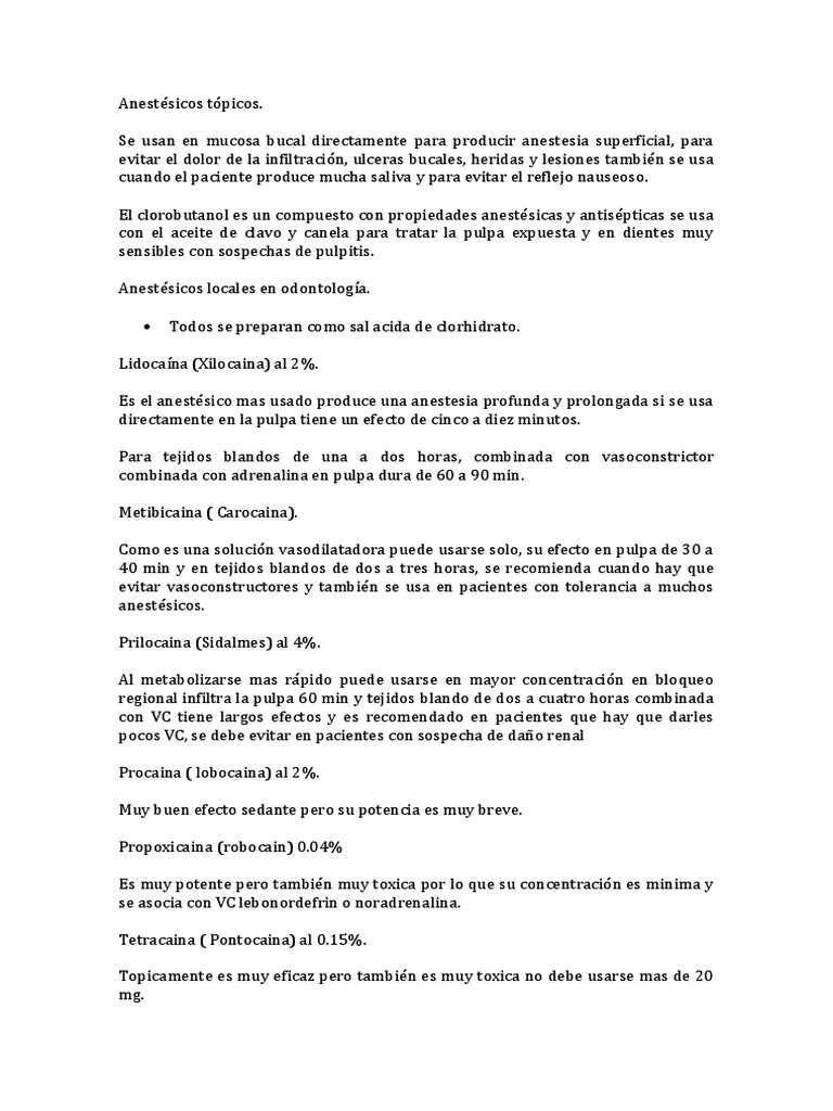 Anestésicos Tópicos: Propoxicaina y Lobocaina | PDF | Cocaína ...