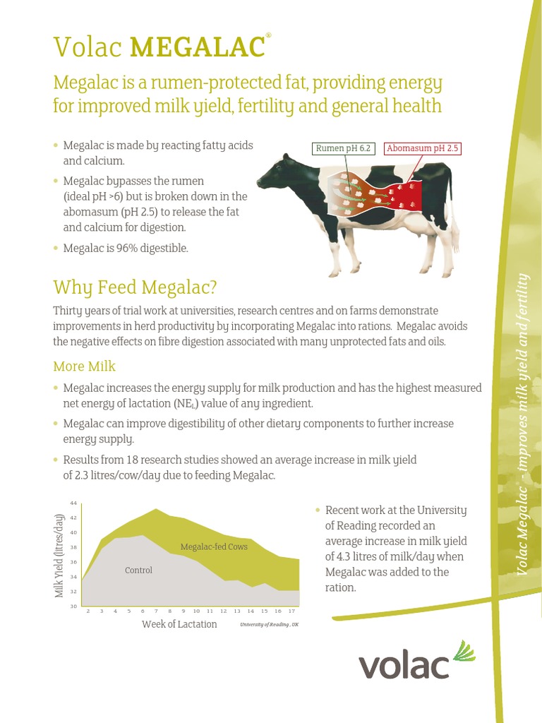Megalac Product Sheets | PDF | Cattle | Milk