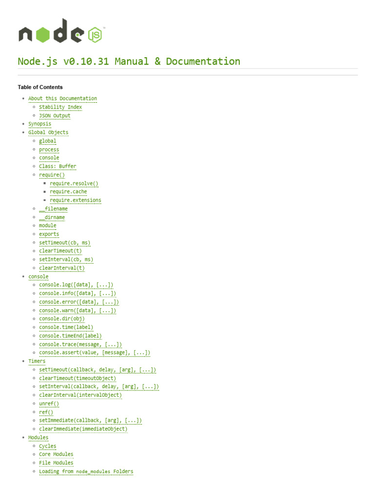 Docs Node - Js v0.10.31 | PDF | Library (Computing) | Hypertext Transfer Protocol