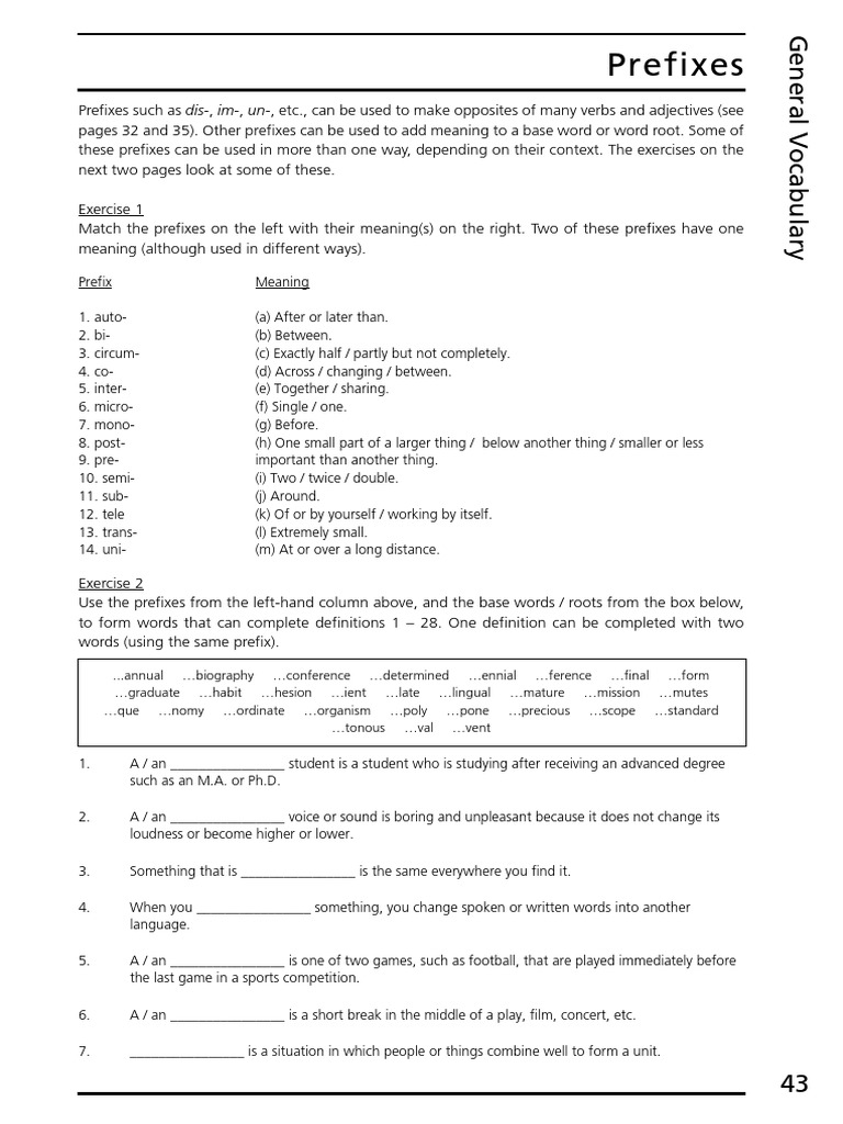 Understanding Prefixes and Their Meanings | PDF | Language Arts ...