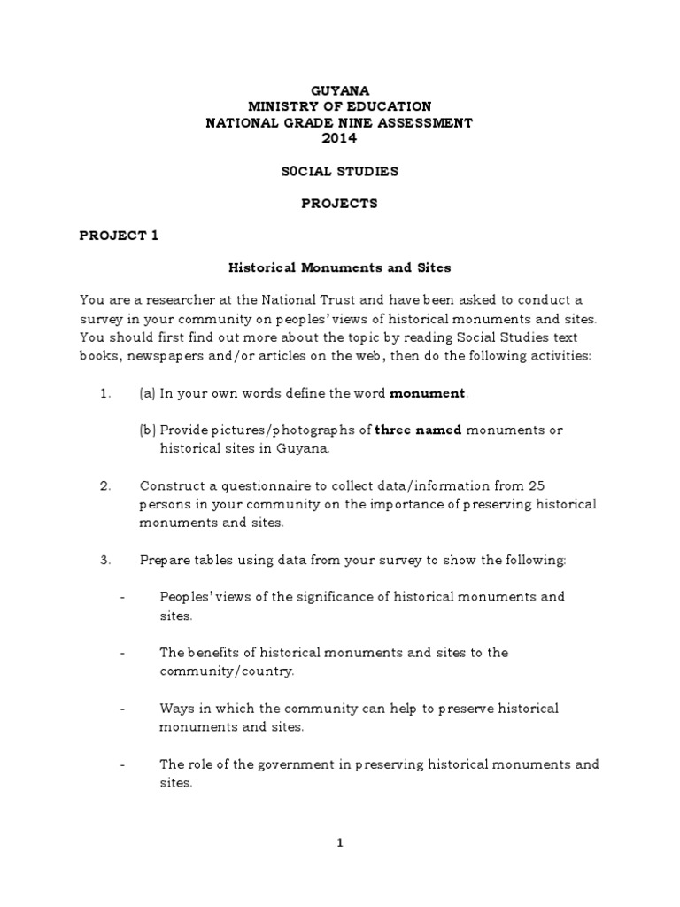 National Grade 9 Assessment Projects - Social Studies 2014 | PDF ...