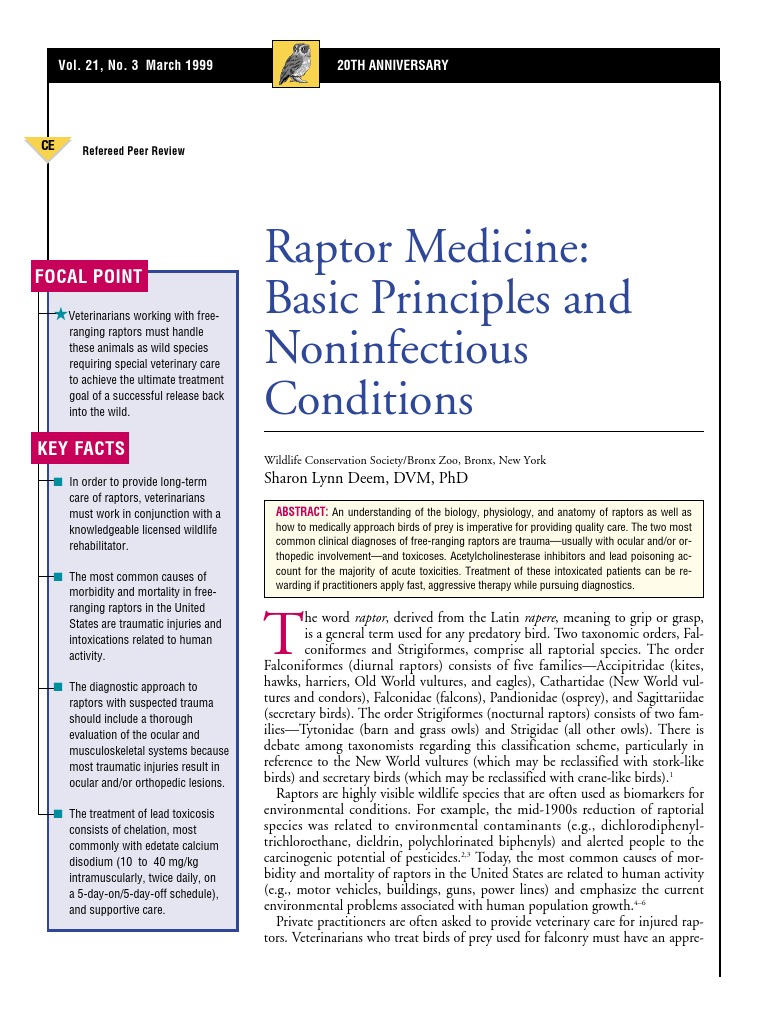 EXOTİC-Raptor Medicine, Basic Principles and Noninfectious Conditions ...