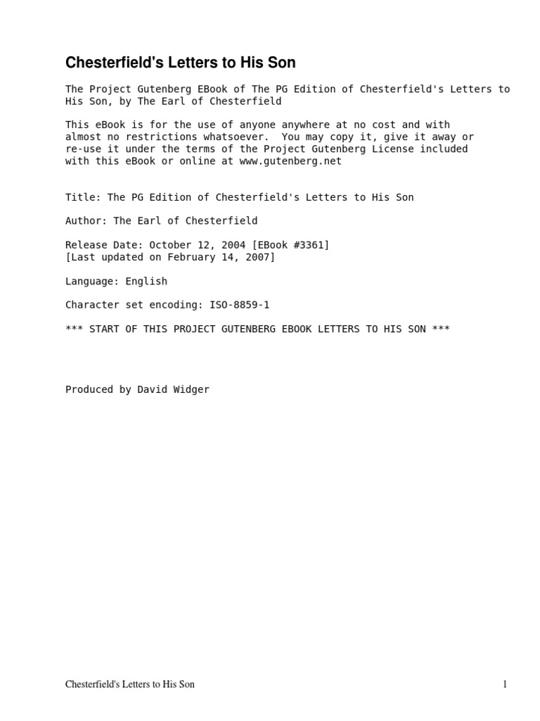 Chesterfield's Letters To His Son 1 | PDF | Attention | Cognitive Science